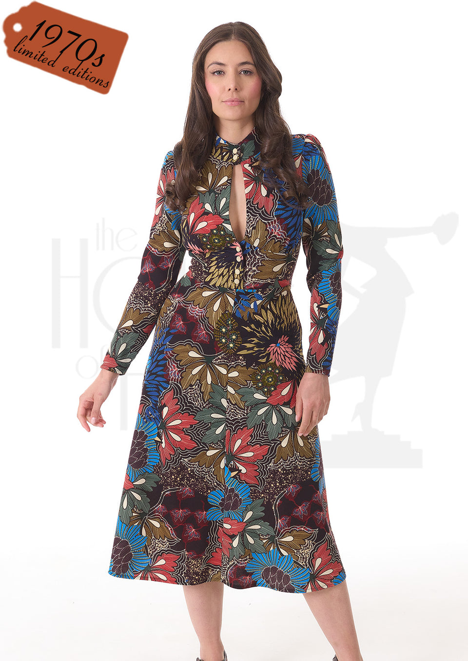 70s Barbara Keyhole Dress - Delic Print – House of Foxy