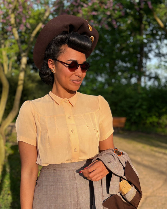 1930s Bonnie Blouse - Apricot – House of Foxy