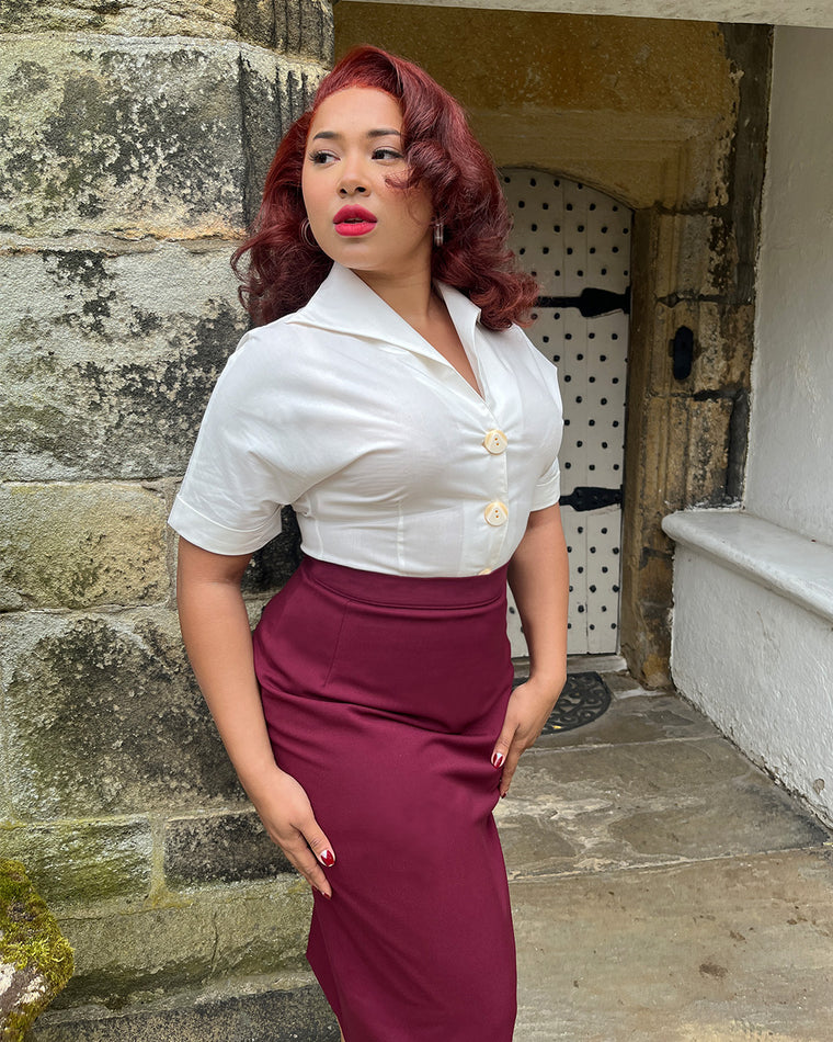 50s Norma Jean Blouse Ivory House Of Foxy