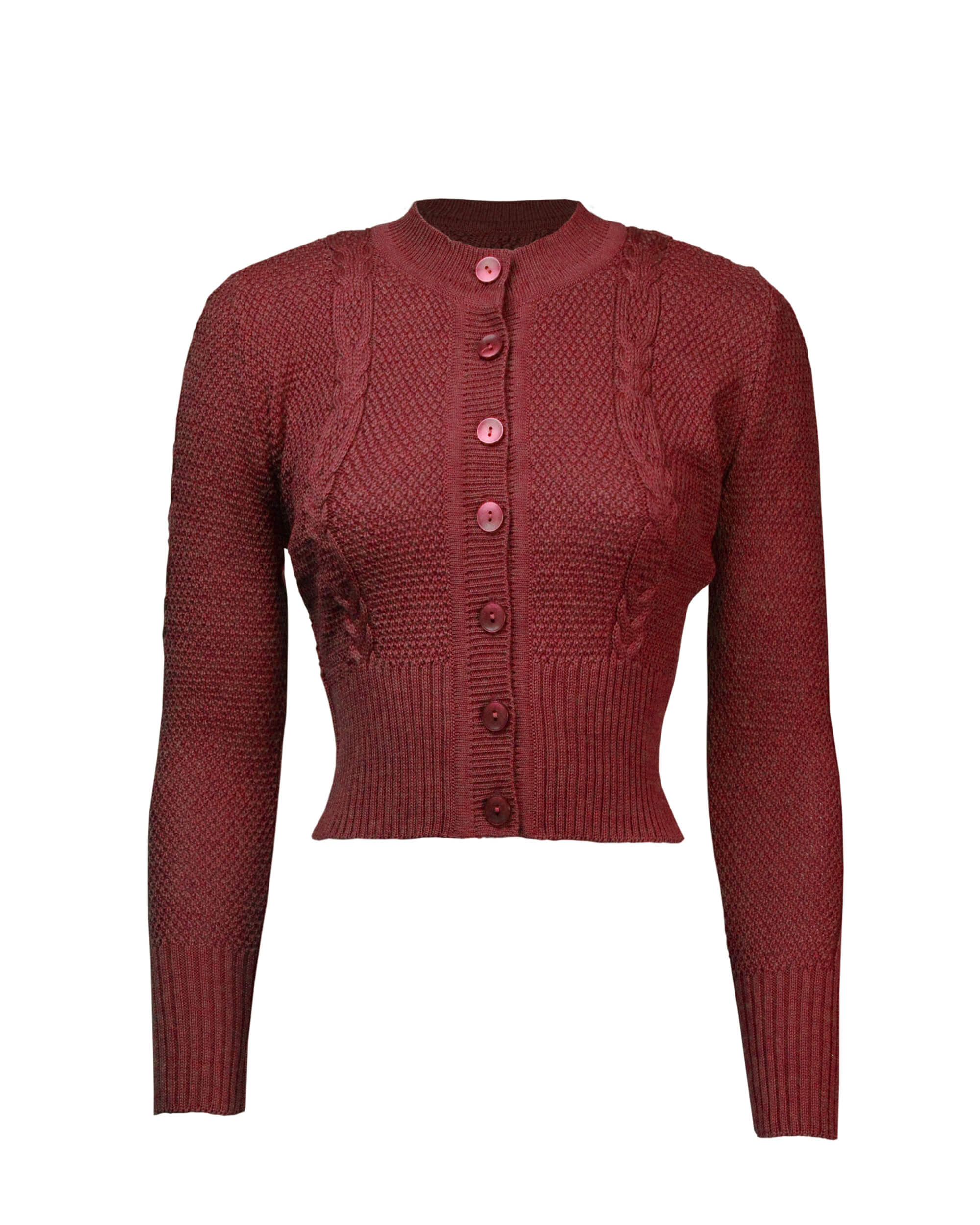 Vintage Cable Crop Cardigan - Brick – House of Foxy