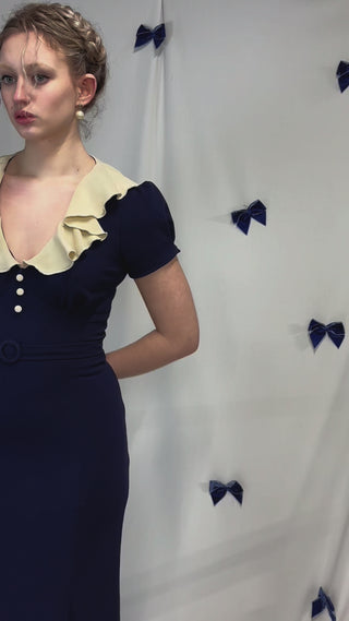 1930s Blondell Dress - Navy – House of Foxy