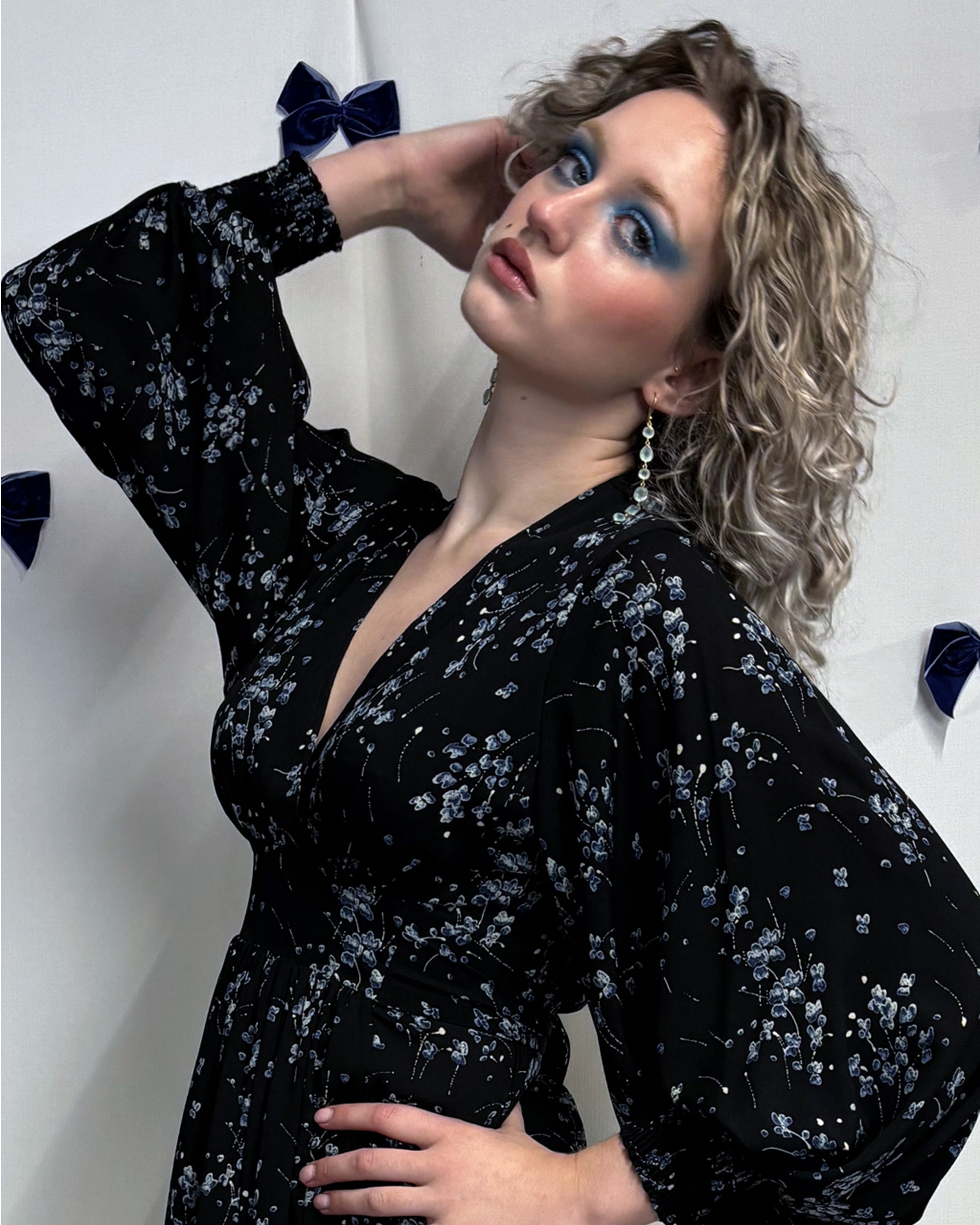 70s Roxy Boho Midi Dress in Blue Petal – House of Foxy